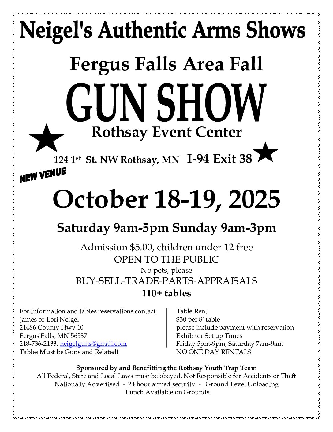 Neigel’s Authentic Arms Show Fergus Falls Area Gun Show